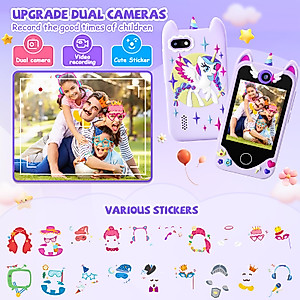 Kids Smart Phone for Girls Gifts - Toddler Christmas Birthday Gift for Age 3 4 5 6 Year Old, Kids Cell Phone Toy with Touchscreen, Dual Cameras, Learning, Music Player, Games with 32 GB Card