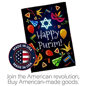 Ornament Collection Happy Purim Garden Flag Celebration House Decoration Banner Small Yard Gift Double-Sided, Made in USA