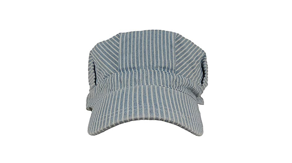 Blue and White Railroad Engineer Hat for Adults