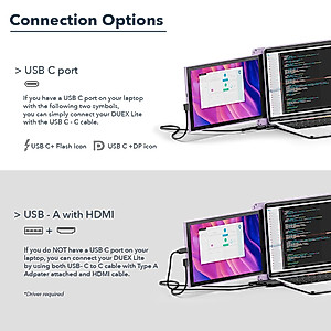 New Mobile Pixels Duex Lite Portable Monitor for Laptops(2024 Upgraded), 12.5" Full HD IPS Laptop Screen Extender, USB C/HDMI Powered Plug and Play, Windows/Mac/Android/Switch Compatible (Misty Lilac)
