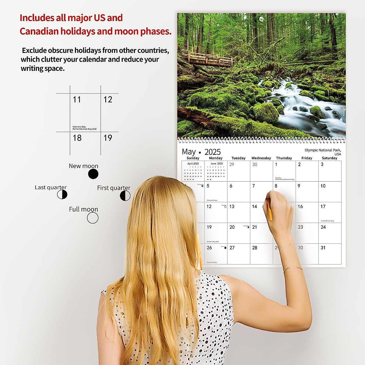 2023 Wall Calendar, 14 Monthly Wall Calendar PATHWAY Nov. 2022 - Dec. 2023, 12" x 24" Opened, Full Page Months Thick Paper for Gift Calendar Organizing Planning