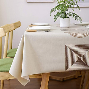 Yofori Table Cloth for Square Table Heavy Duty Vinyl Tablecloth Square Waterproof Plastic Tablecloth Wipeable Outdoor PVC Table Cover for Picnic(54x54 inch, Geometry)