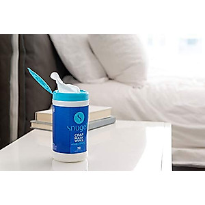 CPAP Mask Wipes by Snugell | 110 Count | Unscented | 100% Soft Cotton | Lint & Alcohol Free | Skin Safe with Aloe Vera | Easy Opening Canister | Clean CPAP Mask, Tube & Devices (1)