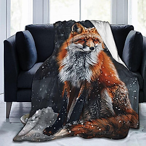 Red Fox Throw Blanket Cute Orange Fox Plush Fleece Soft Cozy Gifts Blanket for Kids Girls Boys Adults Couch Bed Chair Office Dorm Decor 40''X50''