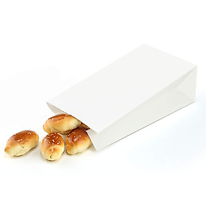 BagDream Paper Lunch Bags 4lb 50Pcs Snack Bags, Craft Bags, Bread Bags, White Sack Lunch Bags Bulk 5x2.95x9.45 Inches Paper Bags