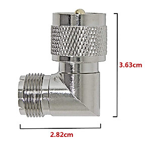 PL259 Right Angle, 2 Pack UHF Male to Female Coax Connector Adapter, 90 Degree Elbow for CB Ham Radio Antenna, Coaxial Cable