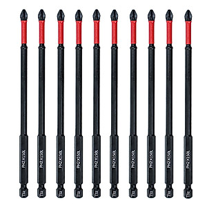 AUTOTOOLHOME 10 Pack Phillips PH2 Magnetic Anti Slip Screwdriver Bit Set 6 inch Length TS2 Anti-Slip Long Drill Bits Impact Driver Bits