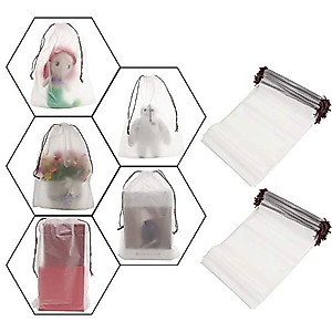 150Pack Clear Drawstring Bags 12 x 16 inch, Clear Plastic Travel Bags with Double Cotton Drawstrings, Travel Garments Shoe Organizing Storage Plastic Bags, Gift Wrapping, Wedding Favor Bags