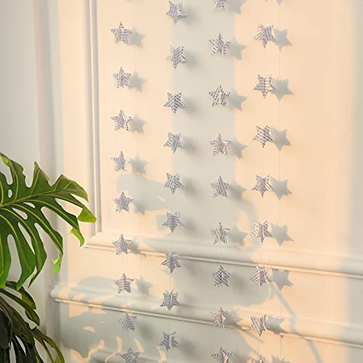 4 Pack Star Garland Book Pages Book Garland Newspaper Bunting Party Holiday Christmas Nursery Strand String Banner Wedding Garland Decorate(White)