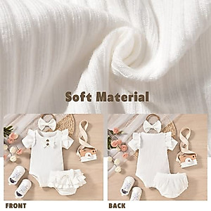 Aalizzwell Preemie Baby Girls Clothes Short Sleeve Bloomer Shorts Ribbed Summer Outfit White Premature