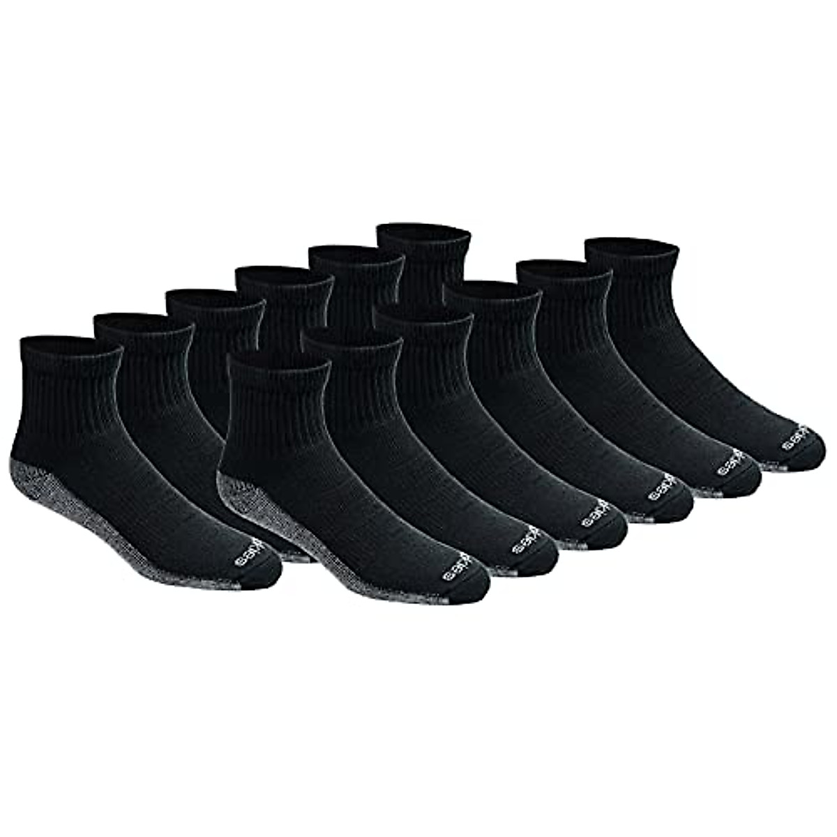 Dickies Men's Dri-Tech Moisture Control Quarter Socks (6, 18, Black (12 Pairs), Large