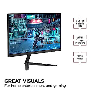 ViewSonic OMNI VX2418-P-MHD 24 Inch 1080p 1ms 165Hz Gaming Monitor with FreeSync Premium, Eye Care, HDMI and DisplayPort