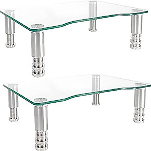 2 Pack Computer Monitor Riser with Height Adjustable Multi Media Desktop Stand for Flat Screen LCD LED TV, Laptop/Notebook/Xbox One