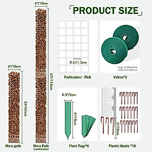 Gardzizy Plastic Moss Pole 6 Pcs 24 Inch Moss Poles for Plants Monstera Climbing Plants, Plant Support for Indoor Plants Work with Sphagnum Moss (6 Pack)