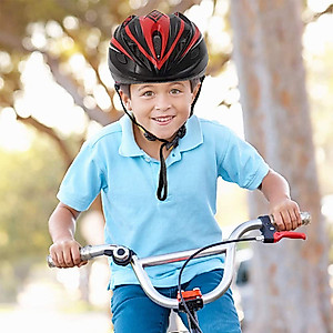 Oeyliz Kids Bike Helmet Toddler Helmet Adjustable Toddler Bike Helmet Ages 3-8 Years Old Multi-Sport for Bicycle Cycling Skate Scooter Boys Girls Bike Helmet（Black Red）