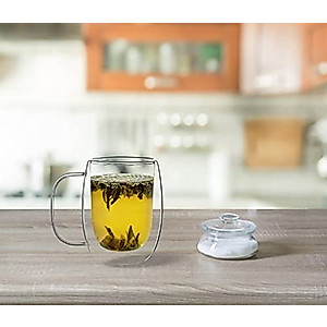 Double Wall Glass Coffee Mugs – 2-Pack 12oz Large Coffee Mugs with Handles – Glass Coffee Cups for Cappuccino, Latte, Tea, Hot Beverages – Lead-Free Borosilicate Double Insulated Coffee Mugs