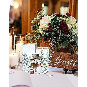 Winter Snowman Candle Holder with Tea Light, Vintage Wood Tealight Candle Stick Holder Pillar Centerpiece, Heart-Shaped Tall Wooden Tea Light Candle Holders Decor Set Winter Christmas Snowflake