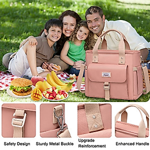 Artelaris Lunch Bag for Women, Extra Large Insulated Lunch Bag, Lunch Tote Bag for Work, Leak Proof Lunch Cooler Bag, Meal Prep Lunch Box, Pink and Green