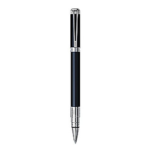 Waterman Perspective Rollerball Pen, Gloss Black with Chrome Trim, Medium Point with Black Ink Cartridge, Gift Box