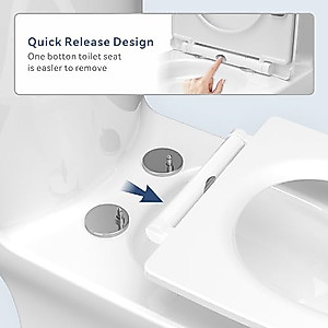 JINGZE Dual Flush Elongated Standard One Piece Toilet for Bathroom Comfort Height in White