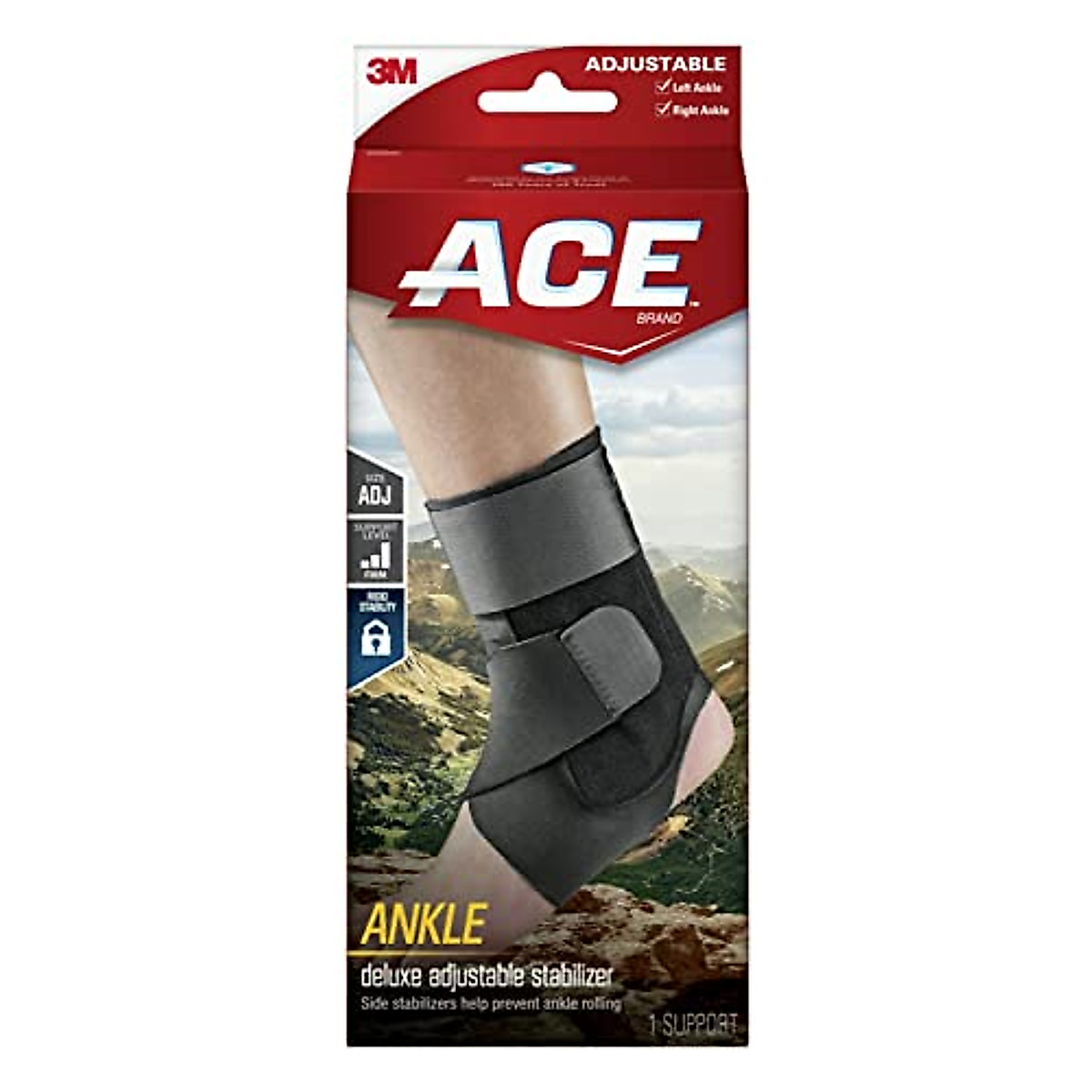 ACE Brand Deluxe Adjustable Ankle Stabilizer, Firm Stabilizing Support for Weak, Sore or Injured Joints, Adjustable Ankle Brace, Breathable, One Size Fits Most