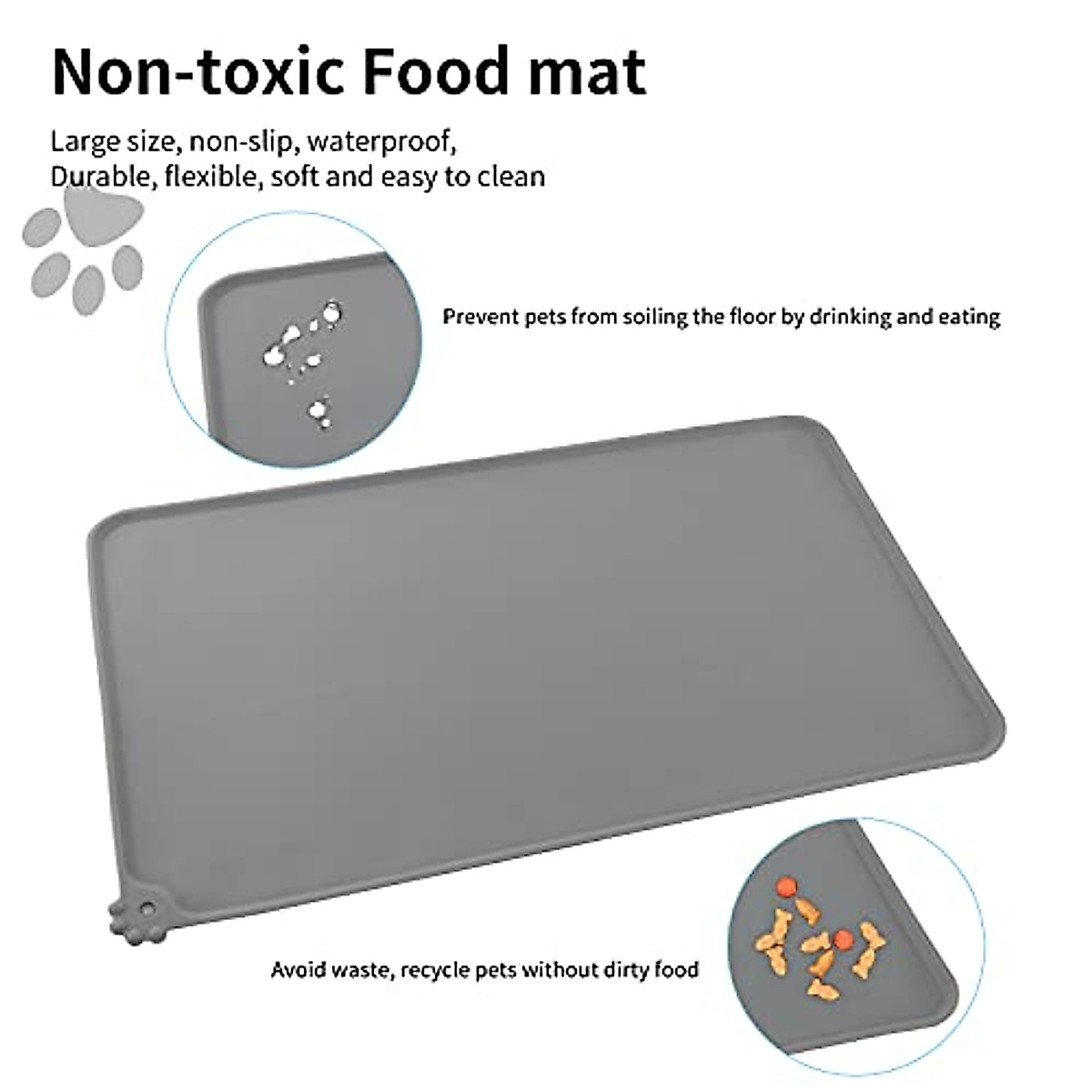 GaoFan Triple Dog Cat Bowls Set, Two Detachable Stainless Steel Bowls, with Automatic Water Dispenser Plus No Spill Non Skid Waterproof Silicon Mat for Small Medium Size Dog Cat