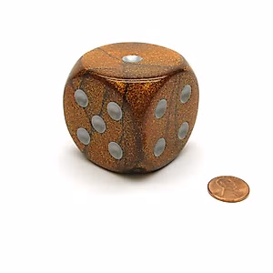 Gold Glitter Die with Silver Pips D6 50mm (1.97in) Pack of 1 Chessex
