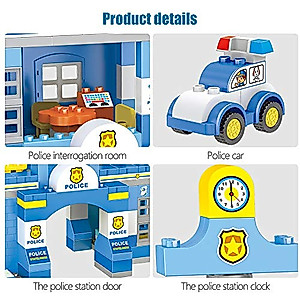Liberty Imports Police Station Big Building Blocks 137 Pieces with Storage Box | Large Bricks Set Educational DIY Classic Construction Toy for Kids, Compatible with Major Brands