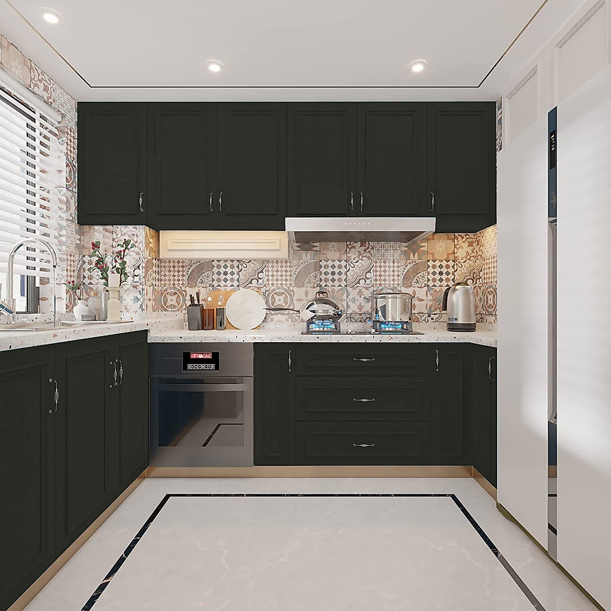 Yancorp Matte Black Wallpaper Plain Vinyl Film Self-Adhesive Shelf Liner Drawer Peel-Stick Desktop Removable (16"x78.7", Black)…