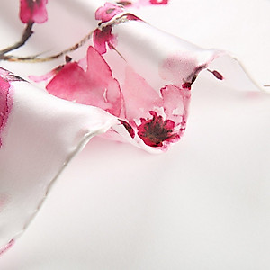 Women's 100% Mulberry Silk Scarf Floral Print Satin Long Scarf Wrap Shawl (Pxdy4)