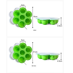 Silicone Egg Bites Molds with Lid for Instant Pot, 2 Packs (For 3qt (6.3"x6.3"x1.6"), Blue+Green)