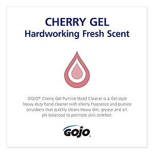 GOJO Cherry Gel Pumice Hand Cleaner, Cherry Fragrance, 1 Gallon Hand Cleaner with Pumice in Pump Bottle (Pack of 1) – 2358-02