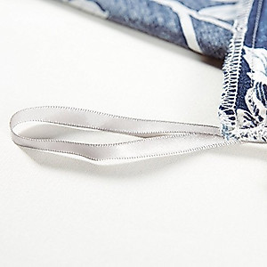 Eastern Floral Chinoiserie Blossom Print Duvet Quilt Cover Navy Blue Tan White Asian Style Botanical Tree Branches Ornamental Drawing 400TC Egyptian Cotton 3pc Bedding Set (King)