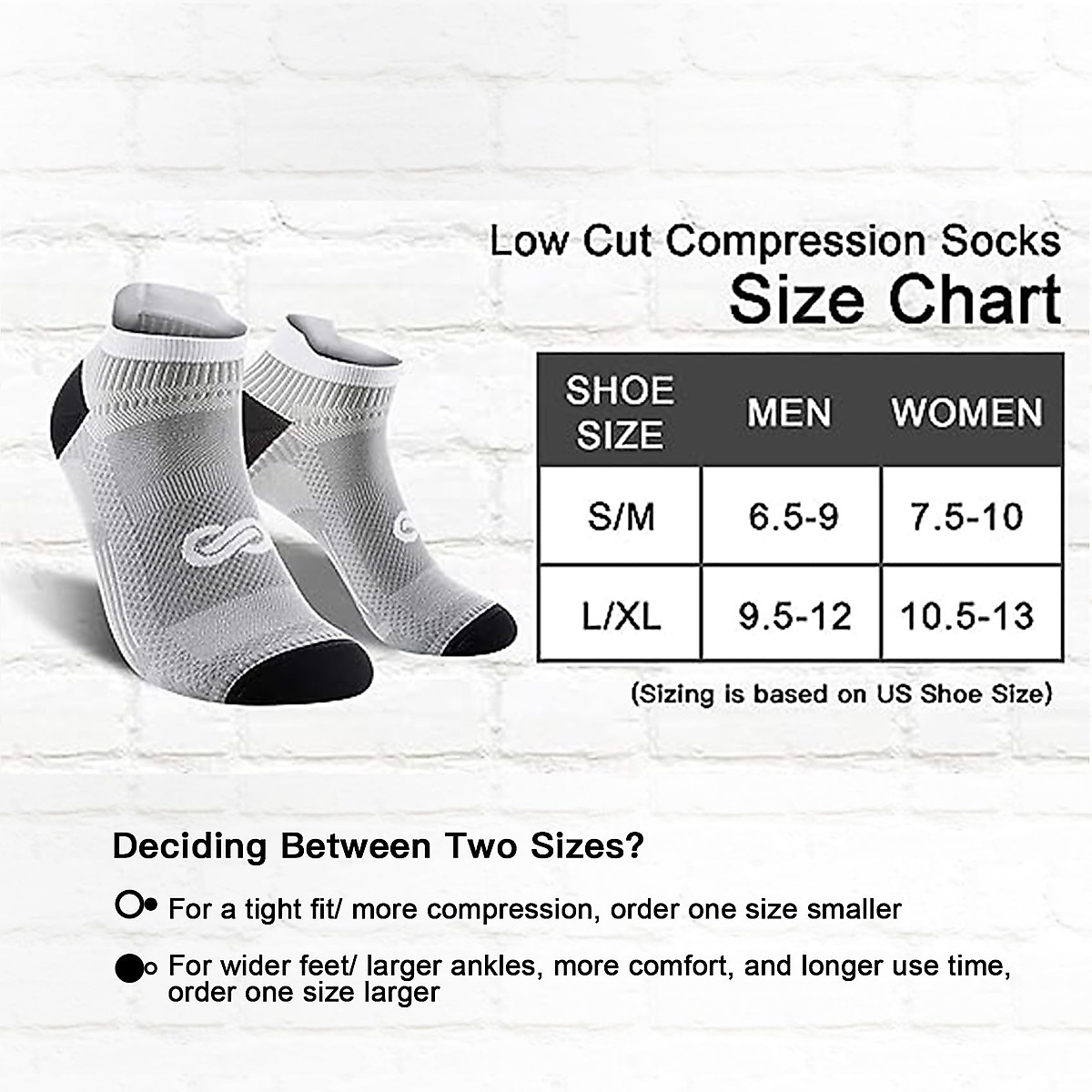 Low Cut Compression Socks for Men and Women (6 Pairs), No Show Ankle Running Socks with Arch Support for Plantar Fasciitis, Cyling, Athletic, Flight, Travel, Nurses. Gray L/XL
