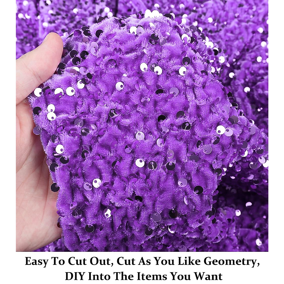 DUOBAO Lavender Sequin Fabric by The Yard Glitter Velvet Shimmer Fabrics 2 Yards Sparkle Mermaid Sequins by The Yard Material Dress Clothing Wedding Party