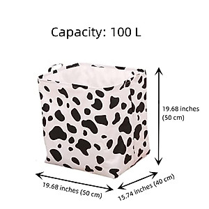 Collapsible Laundry Basket, 40L Laundry Hamper, 100L Closet Organizer, Canvas Clothes Toys Storage (White Set)