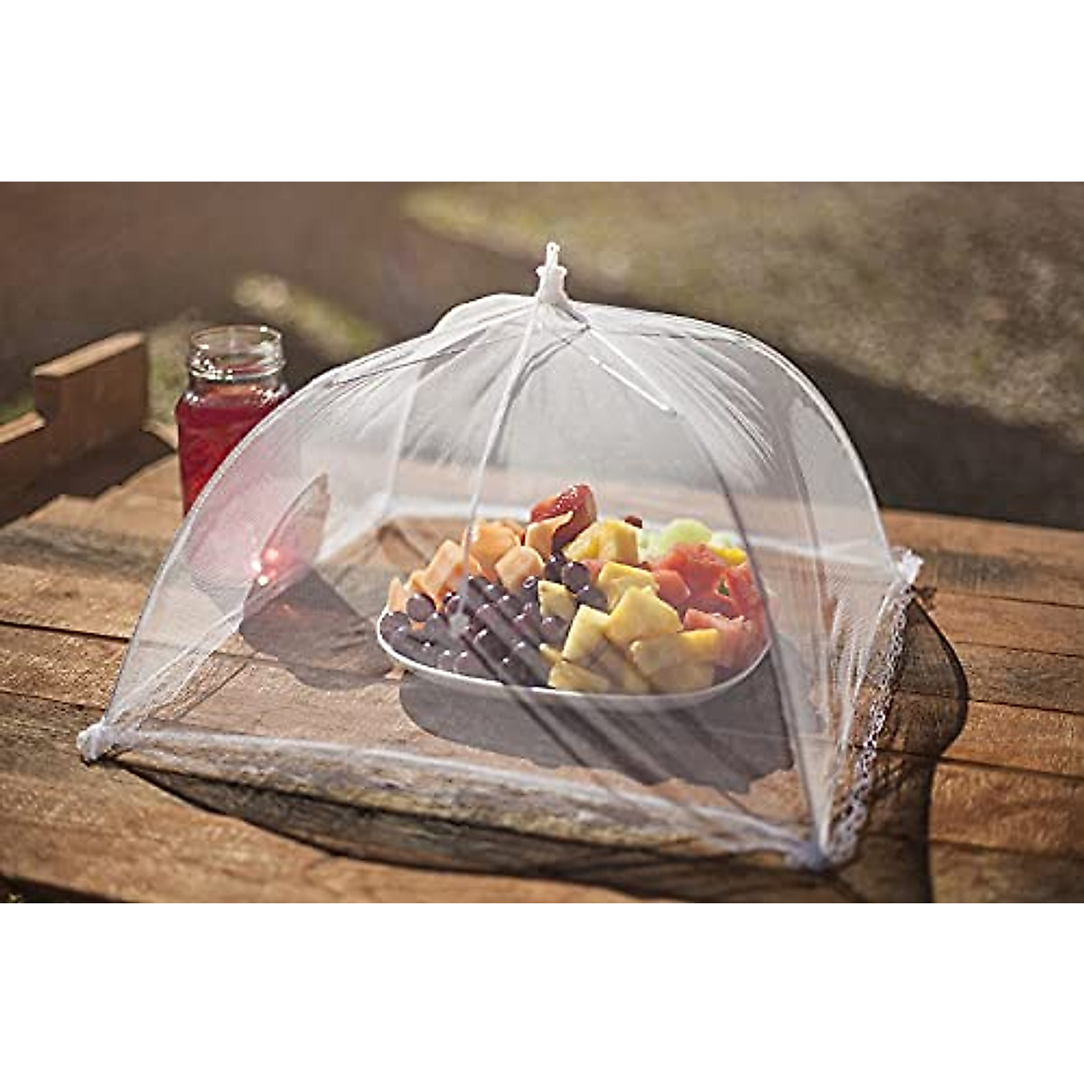 Mesh Outdoor Food Cover Tents (6 pack): Collapsible Umbrella Tents for Picnics, BBQ, Camping & Outdoor Cooking; Pop Up Screen Net & Plate Protector; Shields Food Plates & Glasses From Flies, Bugs
