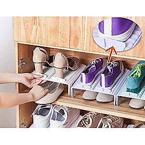 HTLLT Practical and Convenient Shoe Slots Organizer Adjustable Shoe Racks Space Saver Shoe Holder 6/10 Piece Set,Green,10 Piece Set
