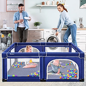 Baby Playpen , RONBEI 71x59in Extra Large Playpen for Babies and Toddlers, Baby Playard Playpen Breathable Mesh for Toddler/Infant Children