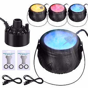 VIHOSE 4 Set Halloween Cauldron Mister with LED Fogger Mist Maker Witches Cauldron Witch Water Fountain Pond Mist Maker for Halloween Home Outdoor Party Decorations