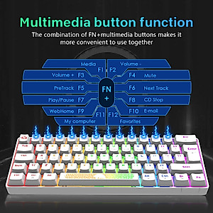 K65 Pro 60% Gaming Keyboard,Mouse Combo Small Mini RGB Backlight Mechanical Keyboard and Ultralight Honeycomb Optical Mouse and Mouse Pad Linear Red Switch Anti-Ghosting for Xbox,PS4,PC,Laptop(Blue)