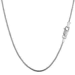 Sterling Silver Rhodium Plated Round Snake Chain Necklace, 1.1mm, 16"