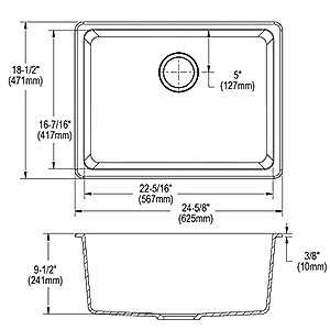 Elkay Quartz Classic ELGU2522WH0 Single Bowl Undermount Sink, White