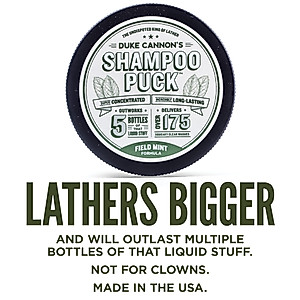 Duke Cannon Men's Shampoo Puck, Field Mint - Big Lather, Eucalyptus Peppermint Fragrance, Argan Oil & Oat Kernel Protein, 4.5 oz.