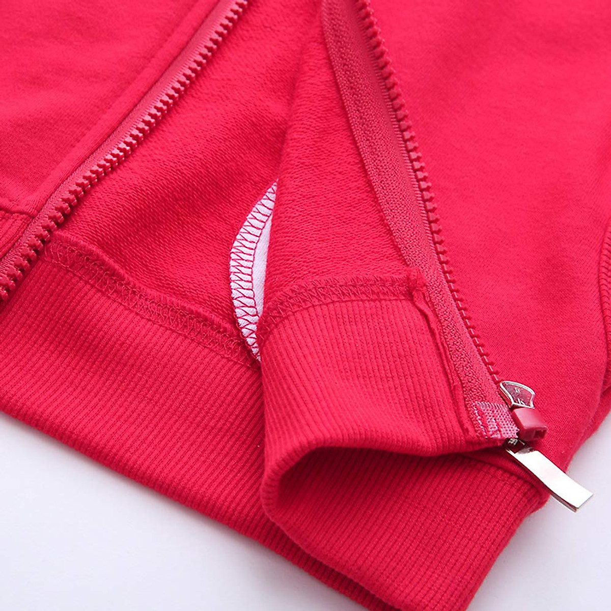 HAXICO Unisex Children Solid Zip-Up Hooded Sweatshirt Toddler Baby Boys Girls Classic Hoodie Cotton Tops Blouse Red, 3T