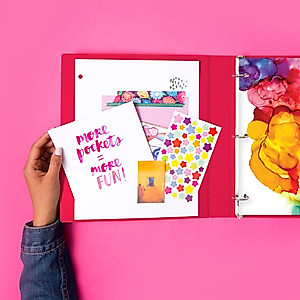 AVERY + Amy Tangerine Designer Collection Binder, 1"Round Rings, 175-Sheet Capacity, Hatch mark Hearts (28320)