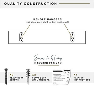 MCS Floating Shelf, Room Decor Wooden Shelf, Walnut Woodgrain, 12 x 4 Inch, Set of 2