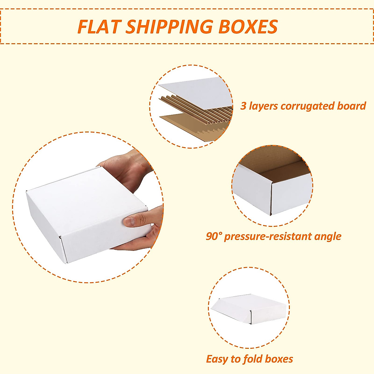 HORLIMER 9x6x2 inches Shipping Boxes Set of 50, White Corrugated Cardboard Box Literature Mailer