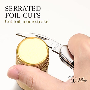 Jettory Wine Opener - Professional Waiters Corkscrew w/Foil Cutter, Beer Opener & Dual Hinge for Wine Bottle - Stainless Steel Wine Key for Servers, Bartenders and Home Use