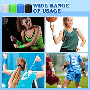 4 Pieces Foam Underwrap Athletic Foam Tape Sports Pre Wrap Athletic Tape Sports Tape for Ankles Wrists Hands Knees and hair, 2.75 x 30 Yards (Black, Blue, White, Green)